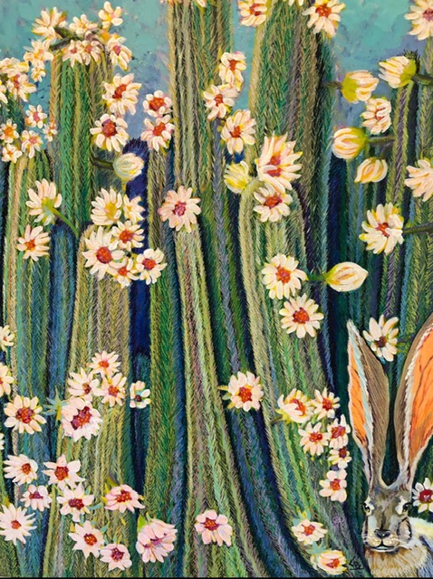 San Pedro Cactus and Jackrabbit – Sharon Loy Anderson